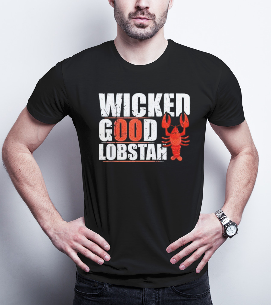 Wicked Good Lobstah Lobster Maine New England Phrase T-Shirt