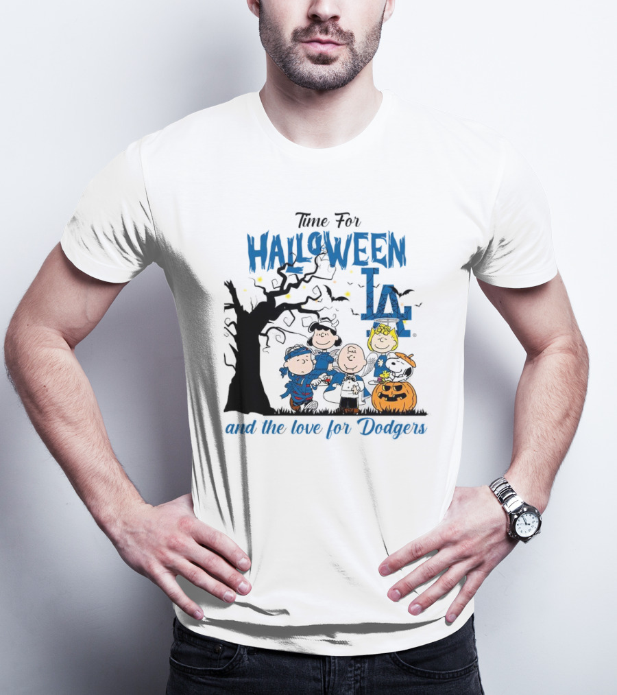 Time For Halloween LA And The Love For Dodgers Peanuts Characters T-Shirt
