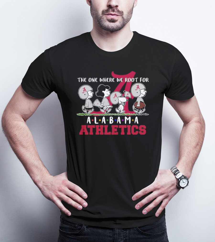 The One Where We Root For Alabama Athletics Peanuts Characters In Game Day Gear T-Shirt