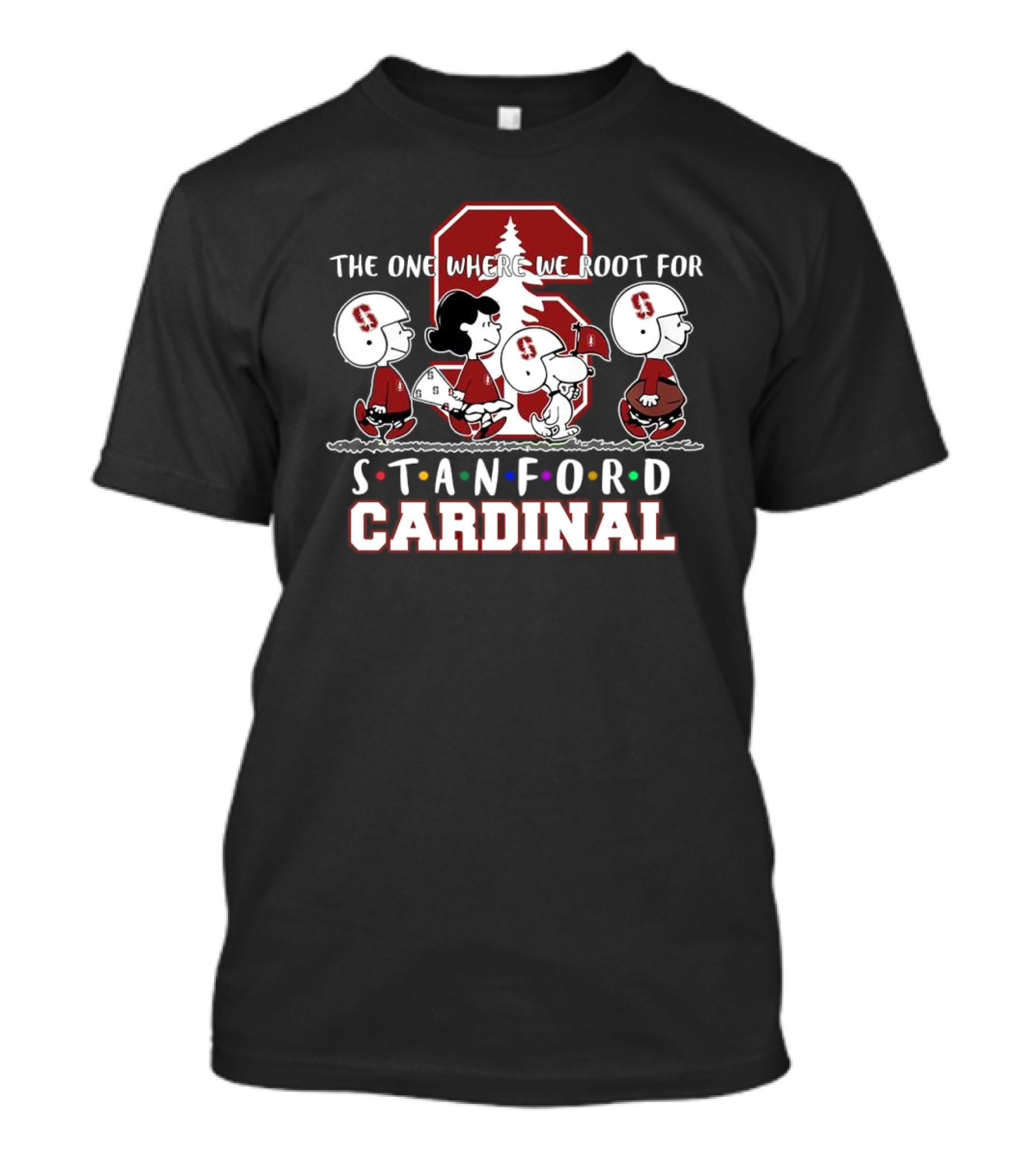 Peanuts Characters Supporting Stanford Cardinal Football With Iconic Team T-Shirt