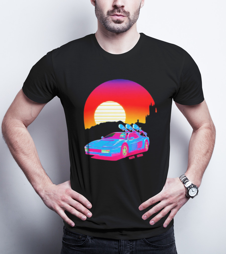 NAFO Crimea Sunset Neon Retro Car At Vibrant Skyline T-Shirt