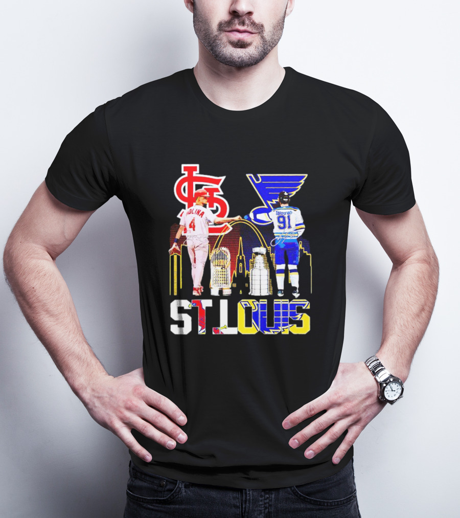 St. Louis Cardinals Molina Blues Tarasenko Skyline Arch T-Shirt