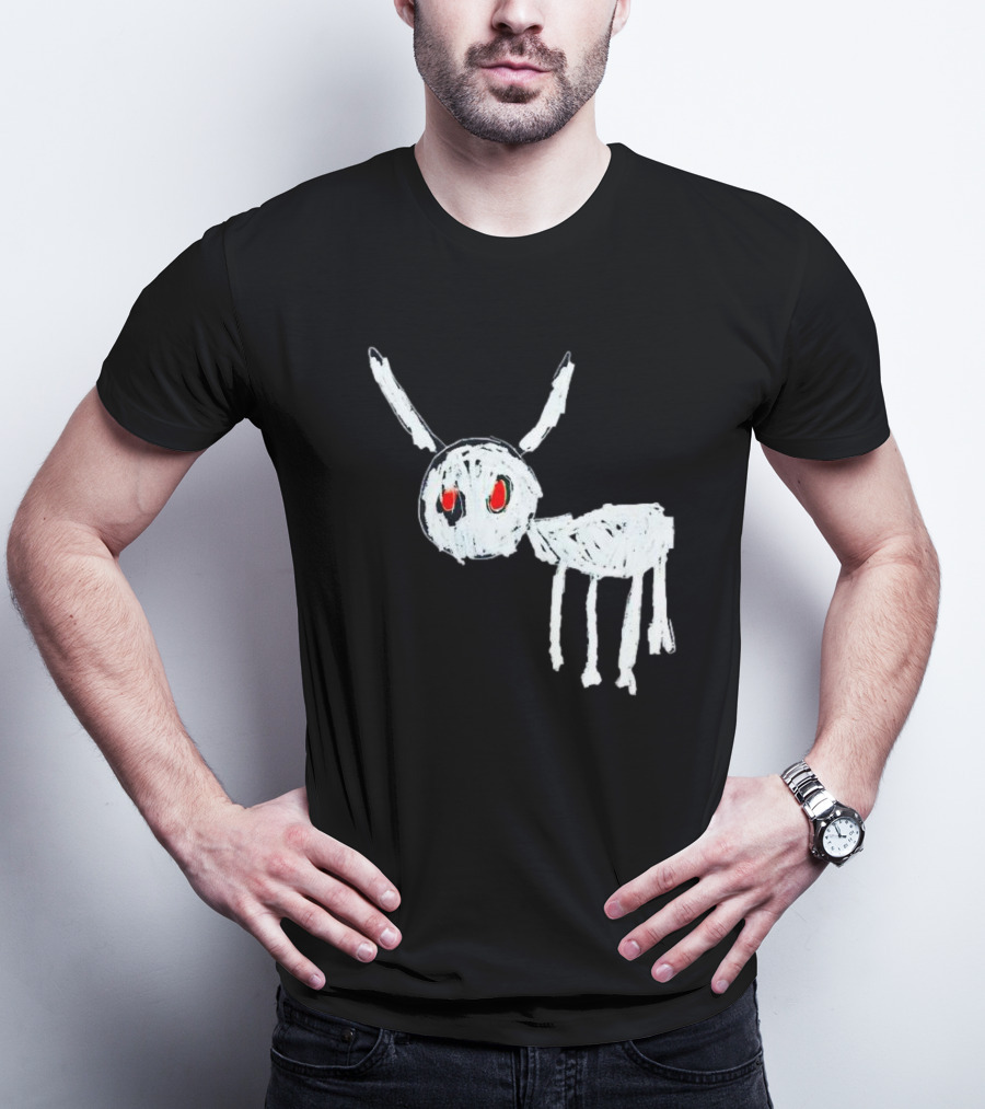 Adonis For All The Dogs With White Abstract Creature Sketch With Red Eyes T-Shirt