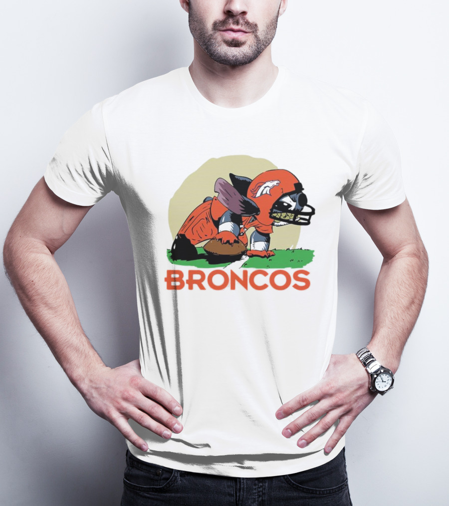 Angry Stitch NFL Football Broncos Helmet Rugged Player T-Shirt