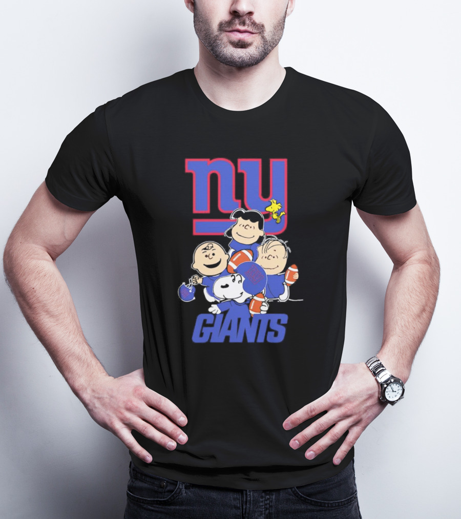 NY Giants Peanuts Characters Football T-Shirt