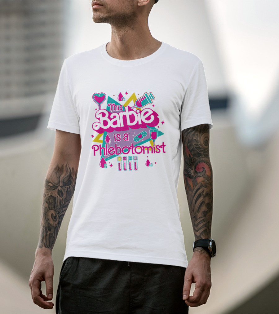This Barbie Is A Phlebotomist Retro Style With Syringe And Blood Type Icons T-Shirt