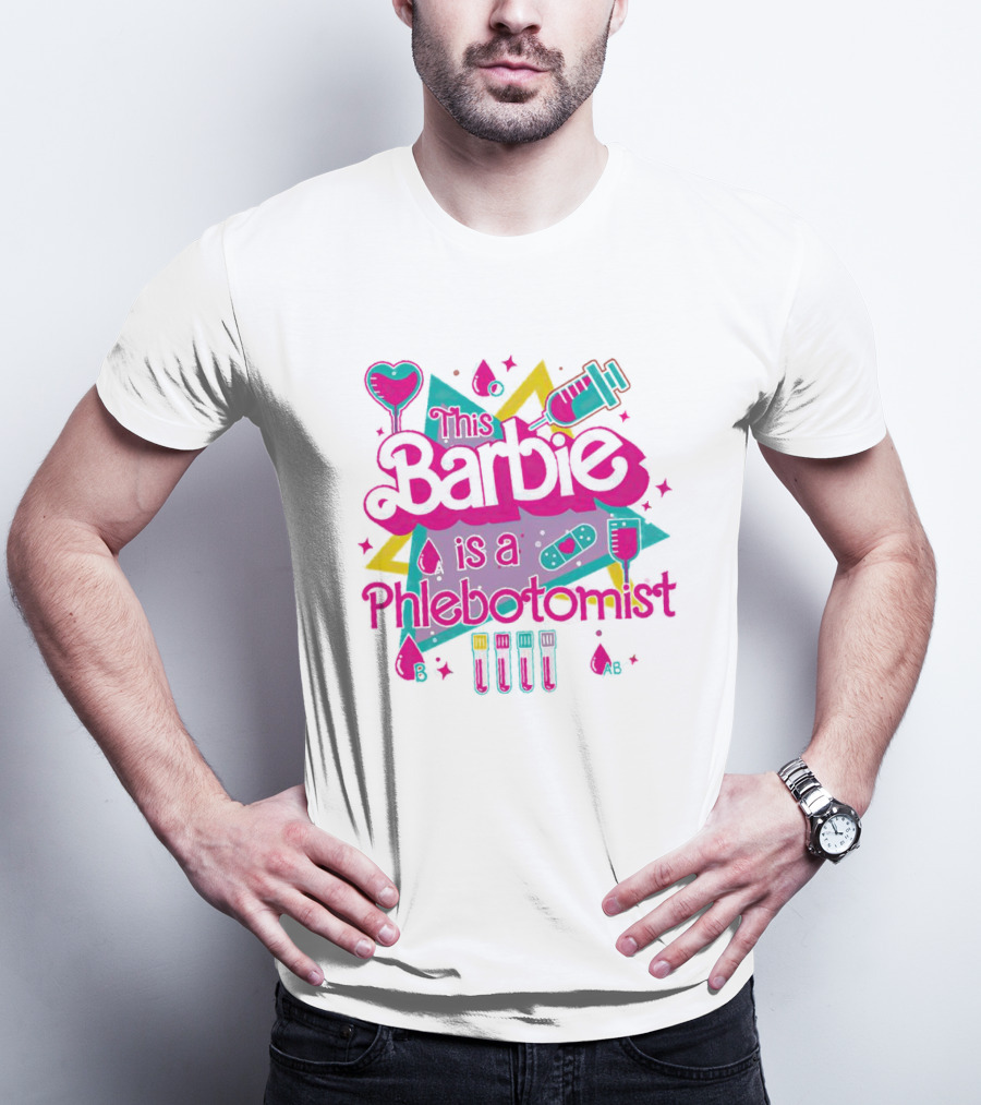 This Barbie Is A Phlebotomist Retro Style With Syringe And Blood Type Icons T-Shirt