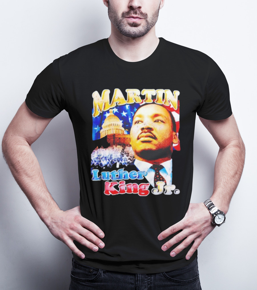 Martin Luther King Jr Vintage 90s American Flag Capitol T-Shirt