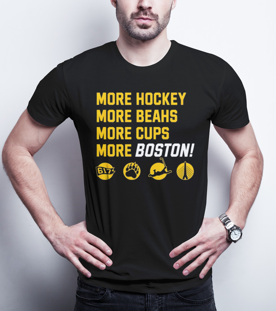 More Hockey More Beahs More Cups More Boston 617 Bear Claw Skater Bridge T-Shirt