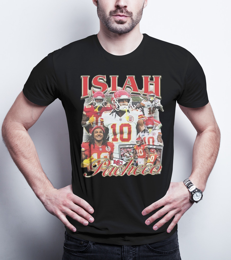 Isiah Pacheco 90s Kansas City Chiefs Football Collage T-Shirt