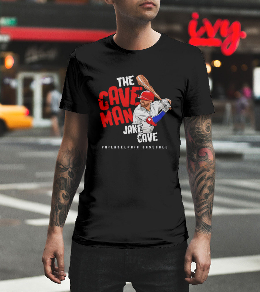 Jake Cave The Caveman Philadelphia Baseball Player T-Shirt
