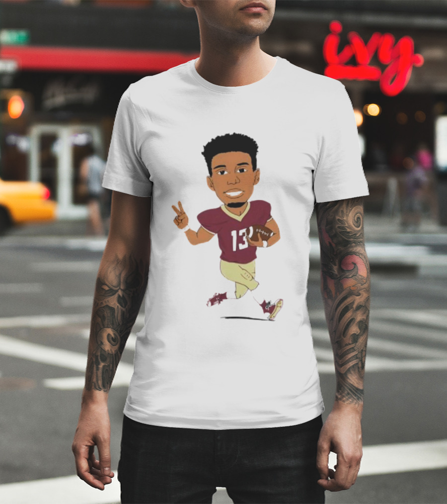 Jordan Travis II Cartoon Football Character Number 13 T-Shirt