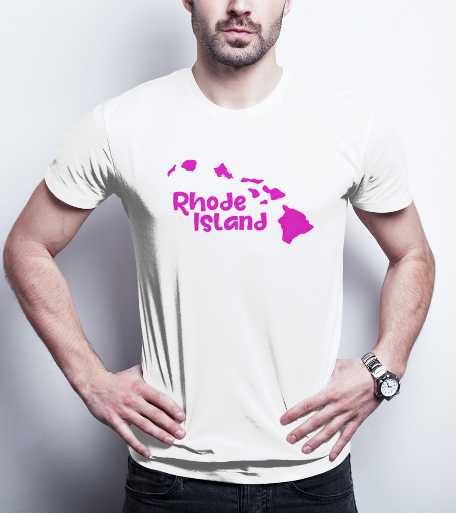 Rhode Island Hawaii Islands Silhouette Pink T-Shirt