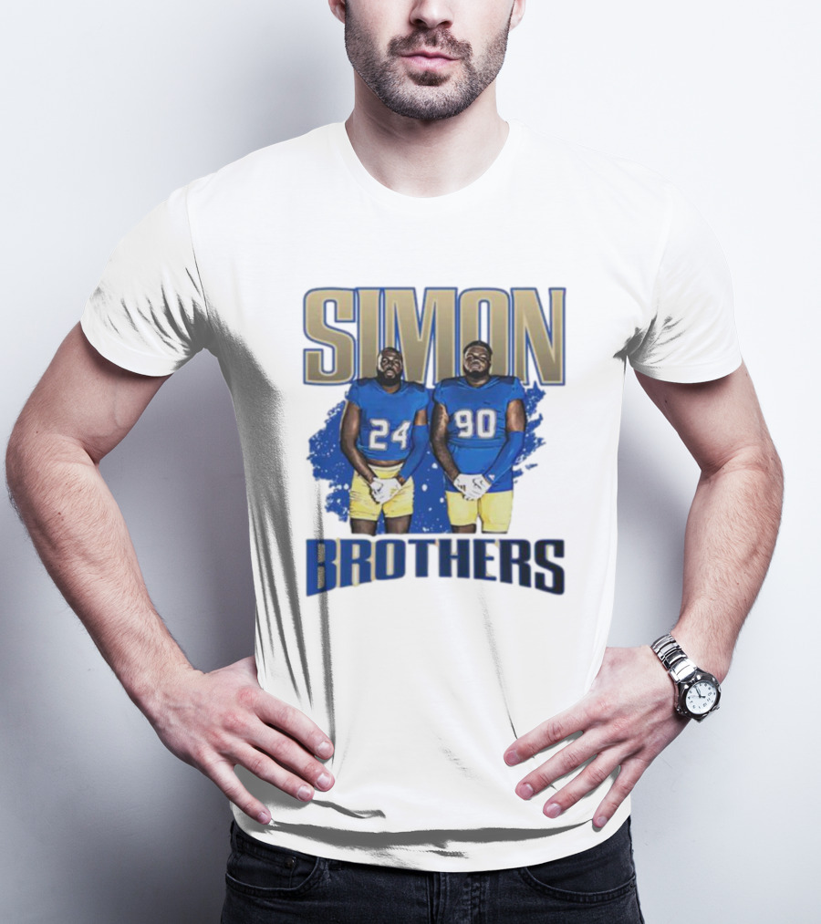 SIMON BROTHERS GAMEDAY 24 90 NFL-INSPIRED FOOTBALL PLAYERS IN BLUE AND GOLD T-Shirt