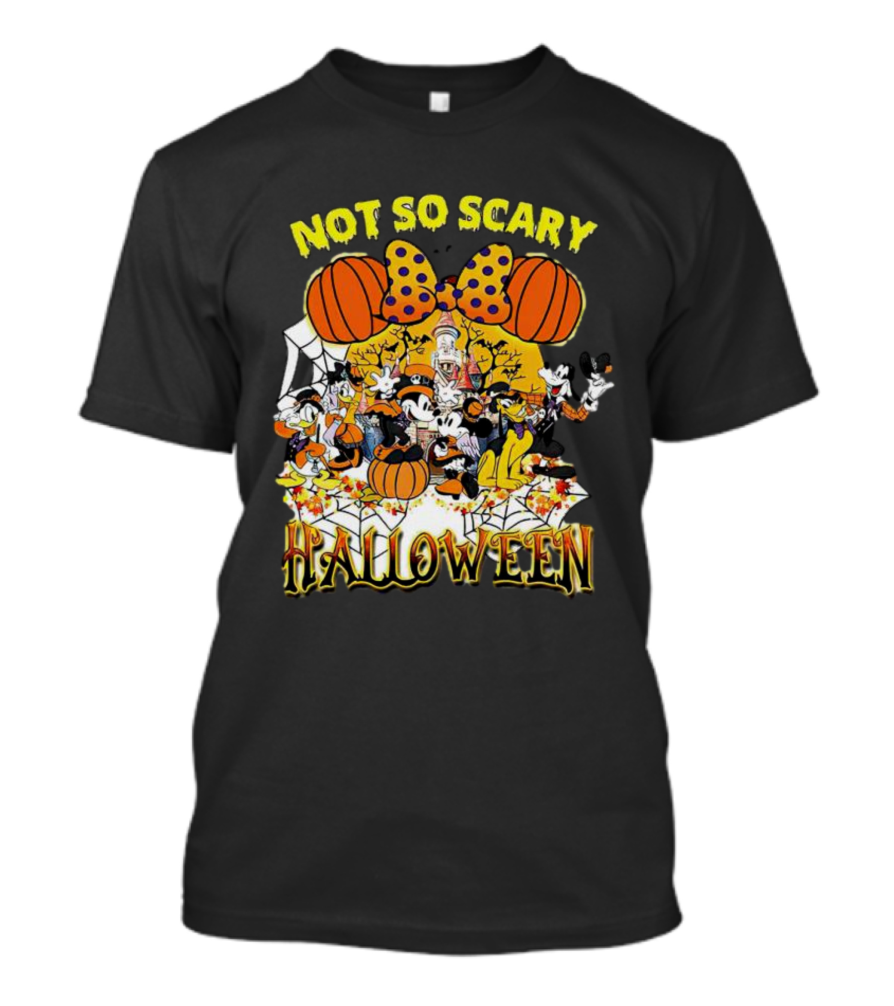 Not So Scary Halloween Disney Characters Pumpkins And Polka Dots T-Shirt