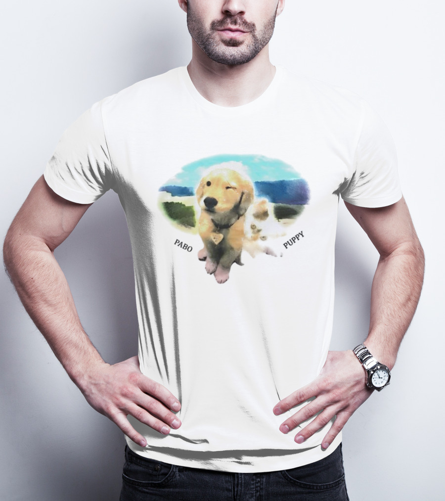 Pabo Puppy And Cat In Scenic Landscape T-Shirt