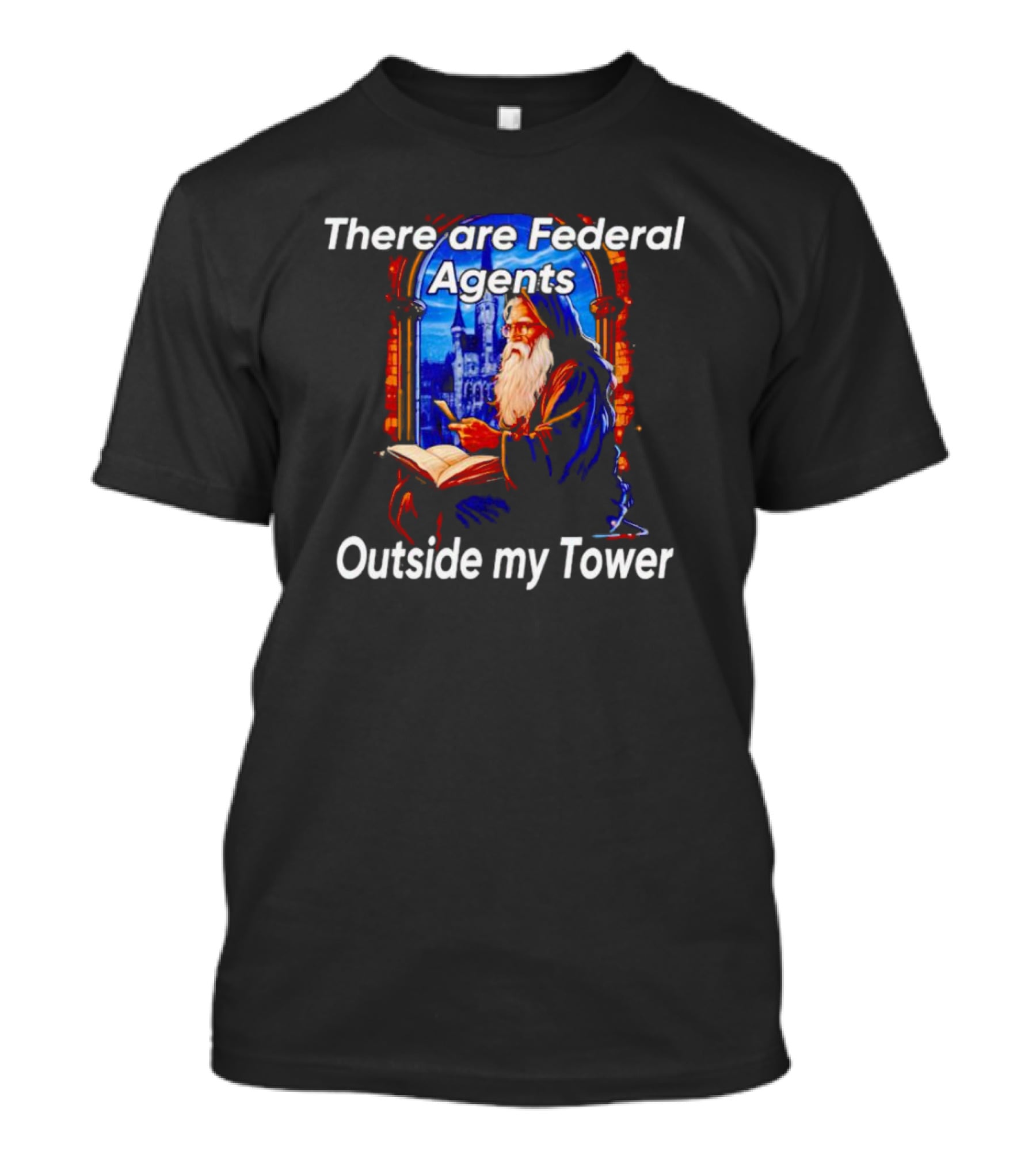 There Are Federal Agents Outside My Tower Wizard Painting T-Shirt