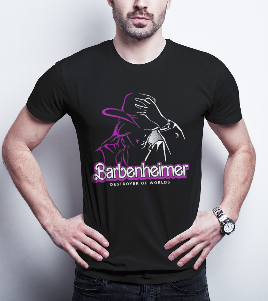 Barbenheimer Destroyer Of Worlds Shadowed Figure With Hat T-Shirt