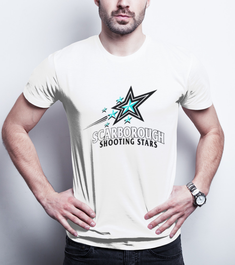 Scarborough Shooting Stars Logo With Teal And Black Starburst T-Shirt