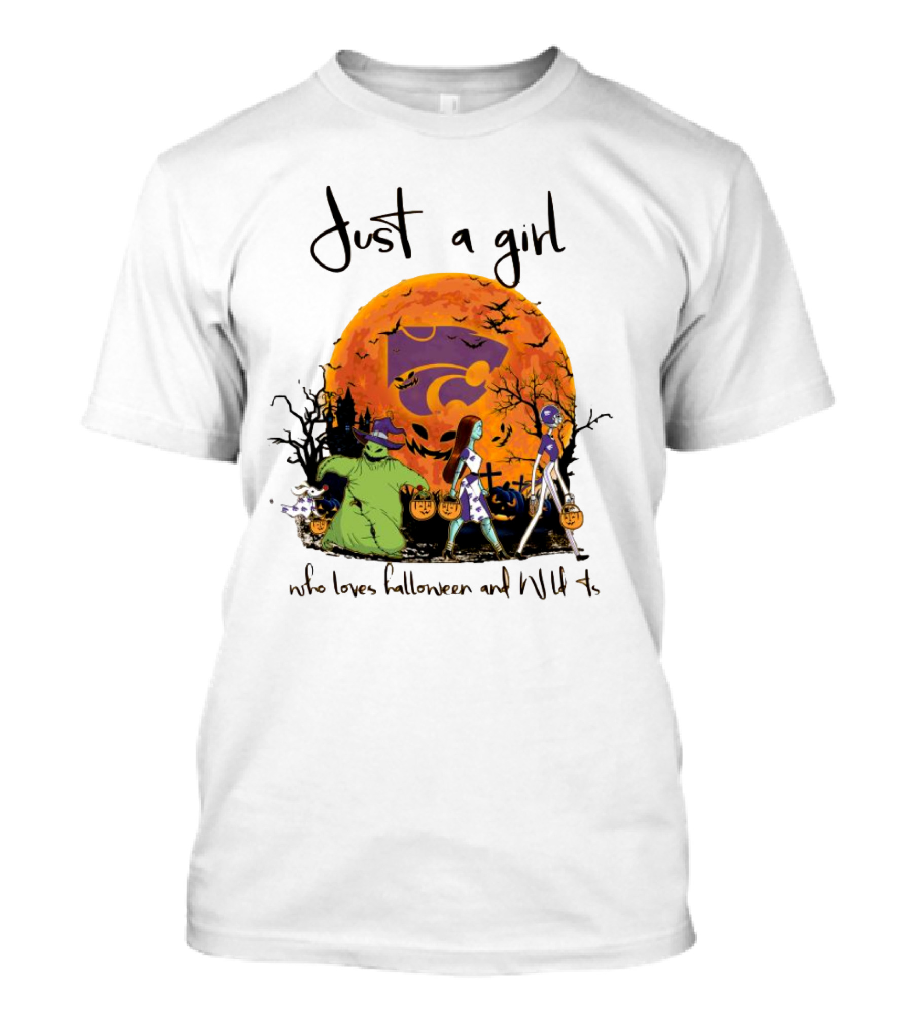 Just A Girl Who Loves Halloween And Kansas State Wildcats The Nightmare Before Christmas T-Shirt