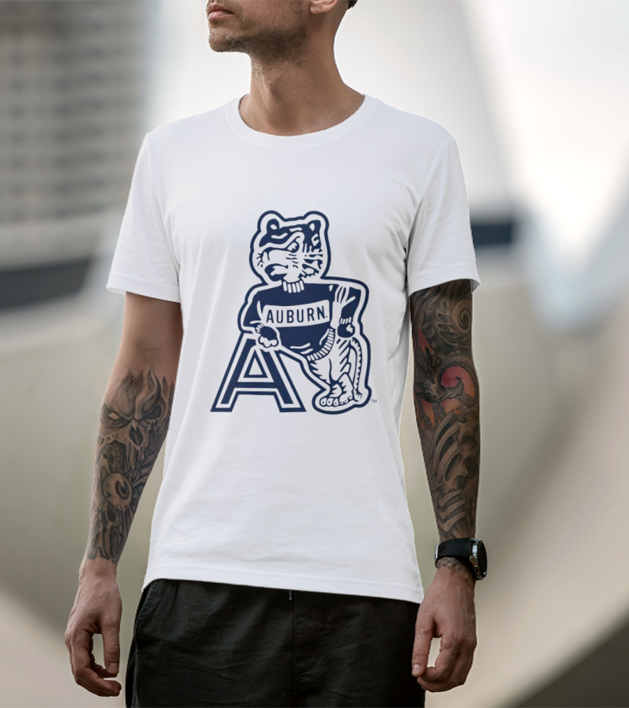 Auburn Tigers Throwback Orange Vintage Logo Tiger With A T-Shirt