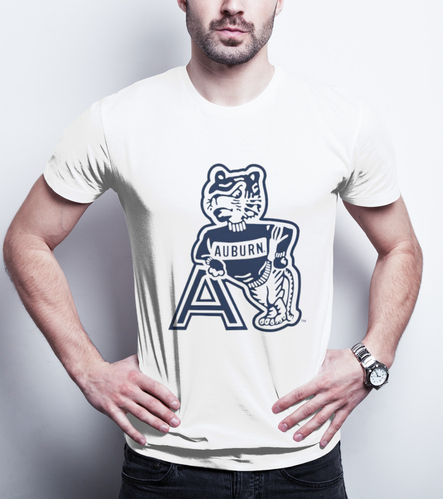 Auburn Tigers Throwback Orange Vintage Logo Tiger With A T-Shirt