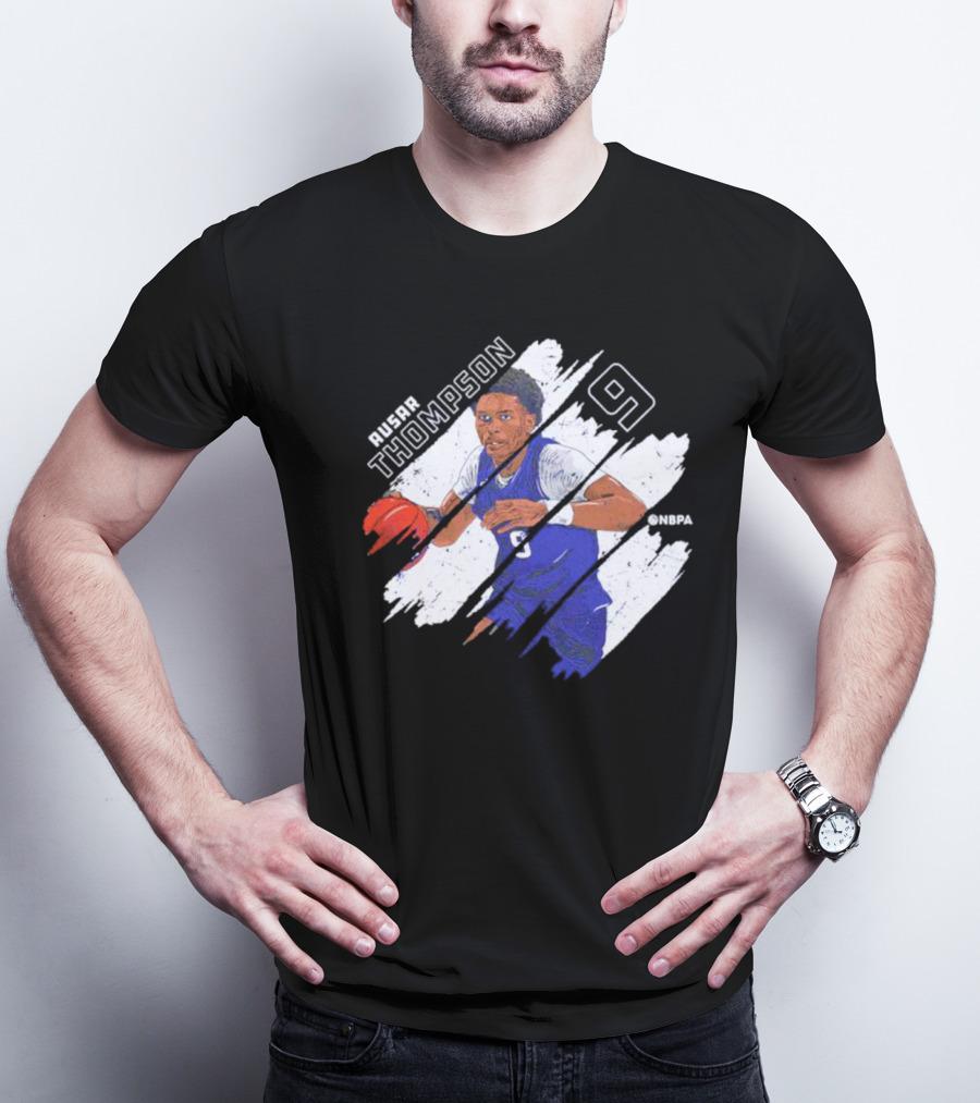 Ausar Thompson 9 Detroit Basketball Stripes NBPA T-Shirt