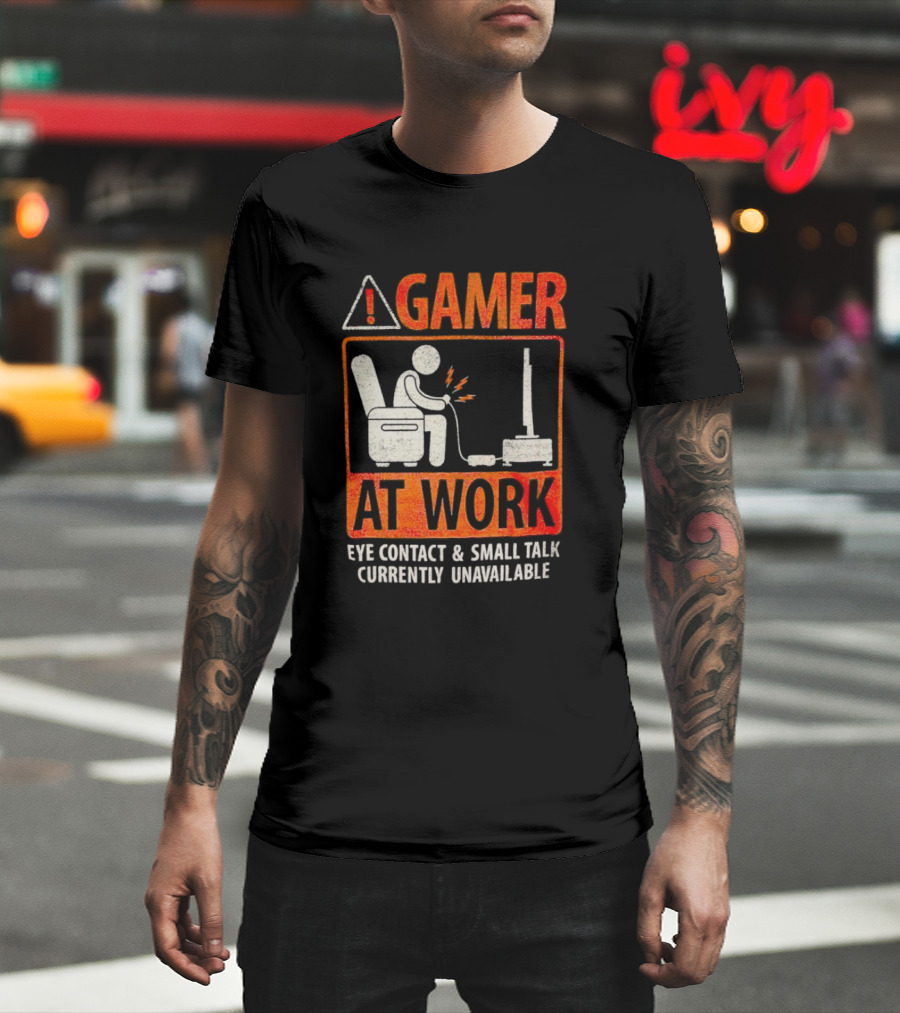 Gamer At Work Eye Contact Small Talk Currently Unavailable T-Shirt