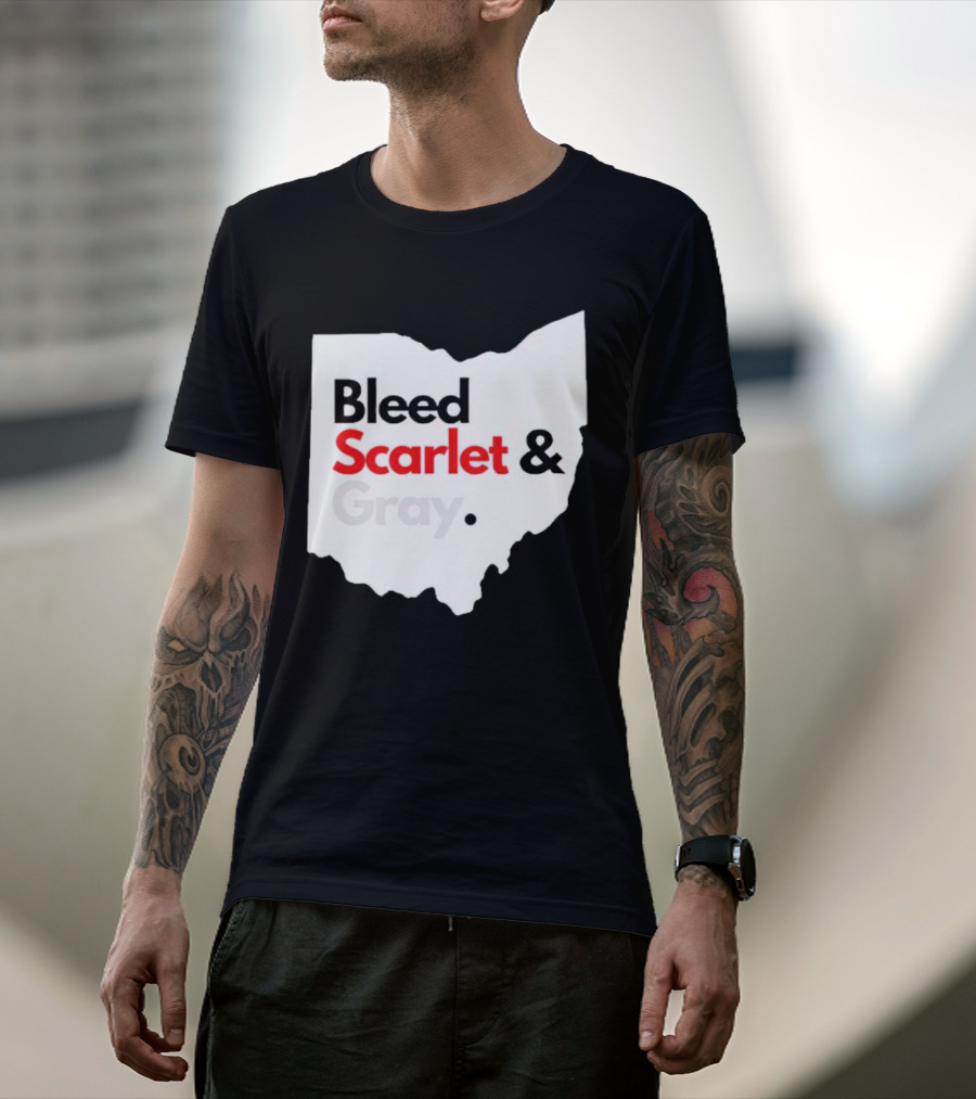 Ohio State Buckeyes Bleed Scarlet And Gray Map T-Shirt