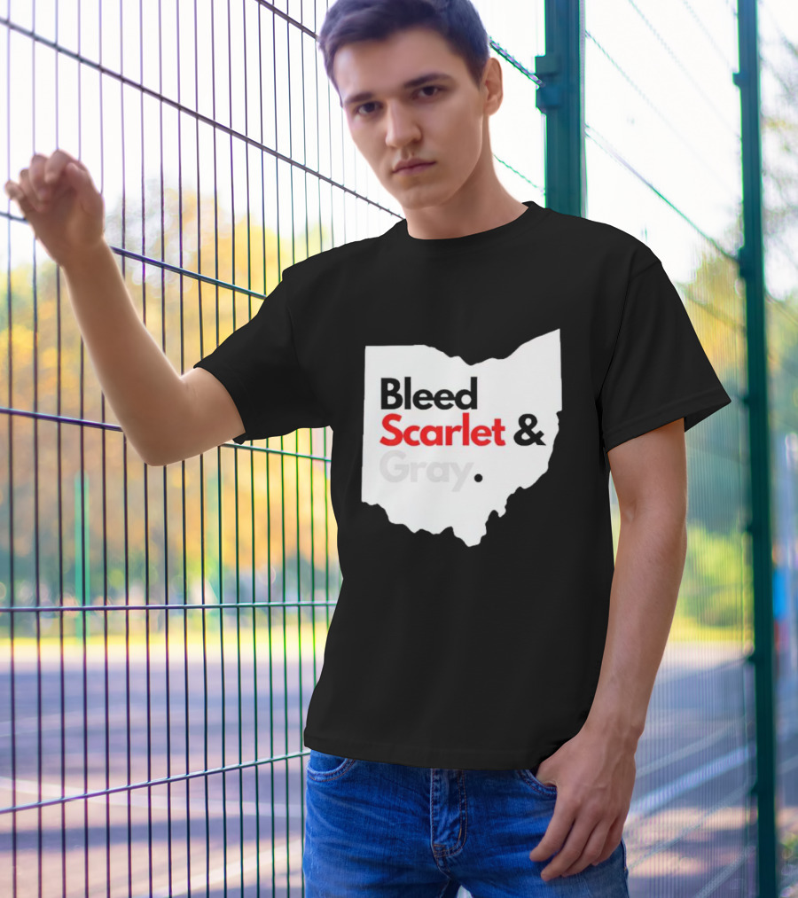 Ohio State Buckeyes Bleed Scarlet And Gray Map T-Shirt