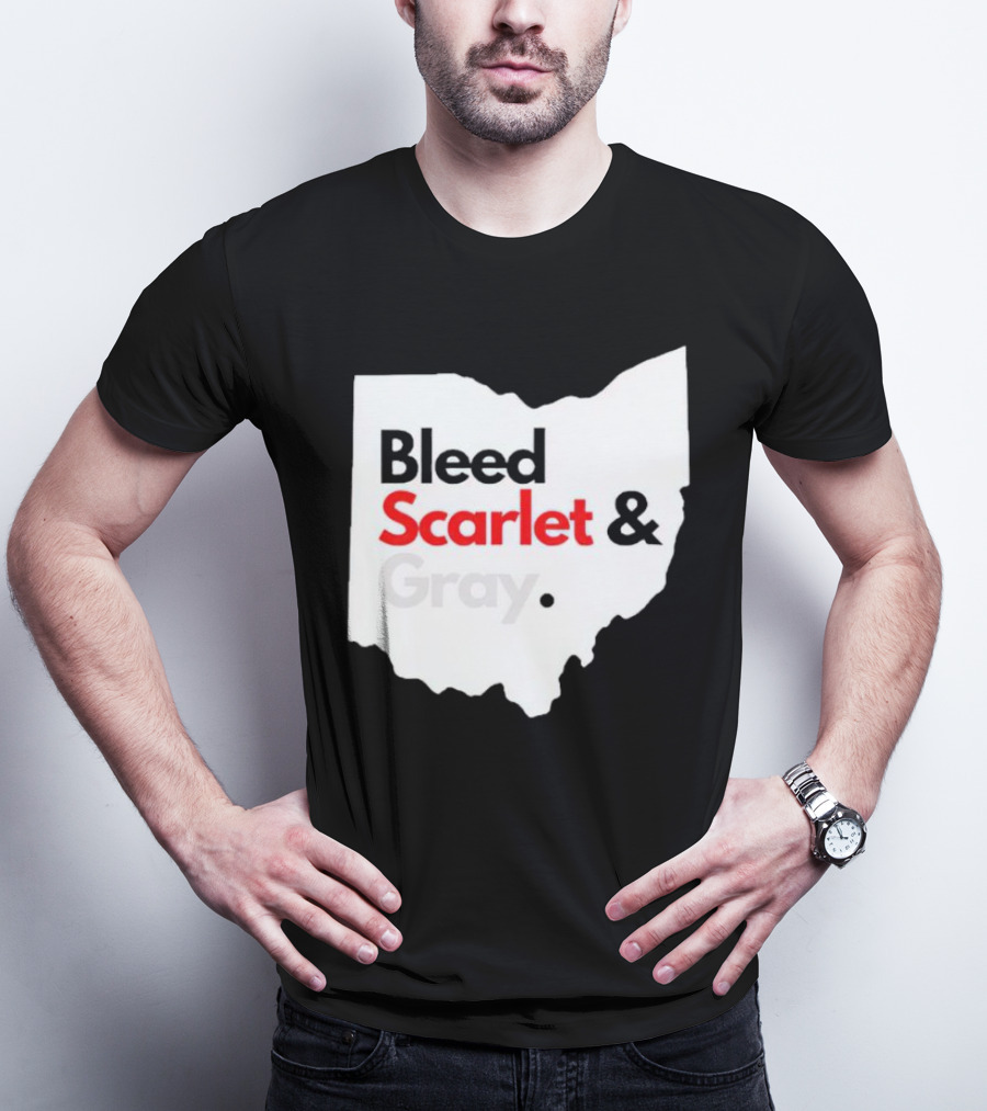Ohio State Buckeyes Bleed Scarlet And Gray Map T-Shirt