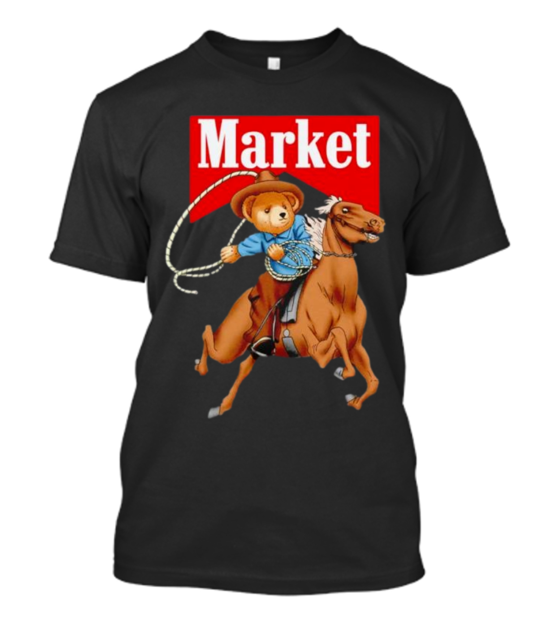 Market Riding Cowboy Bearบน 马 T-Shirt