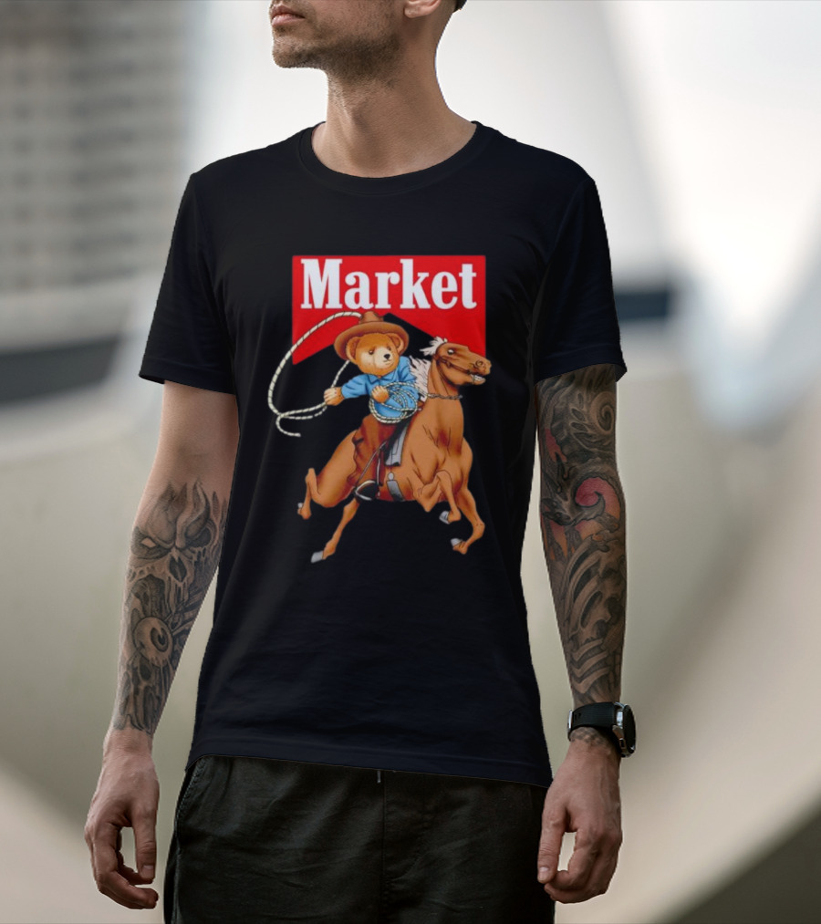 Market Riding Cowboy Bearบน 马 T-Shirt