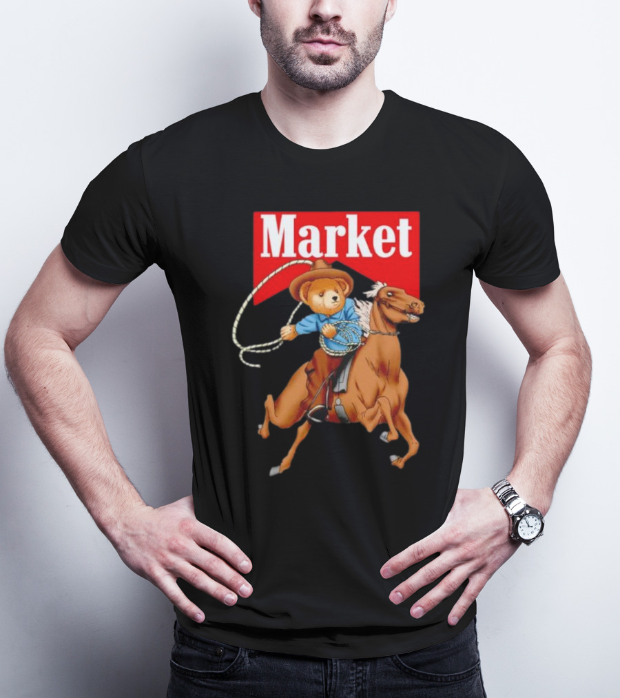 Market Riding Cowboy Bearบน 马 T-Shirt