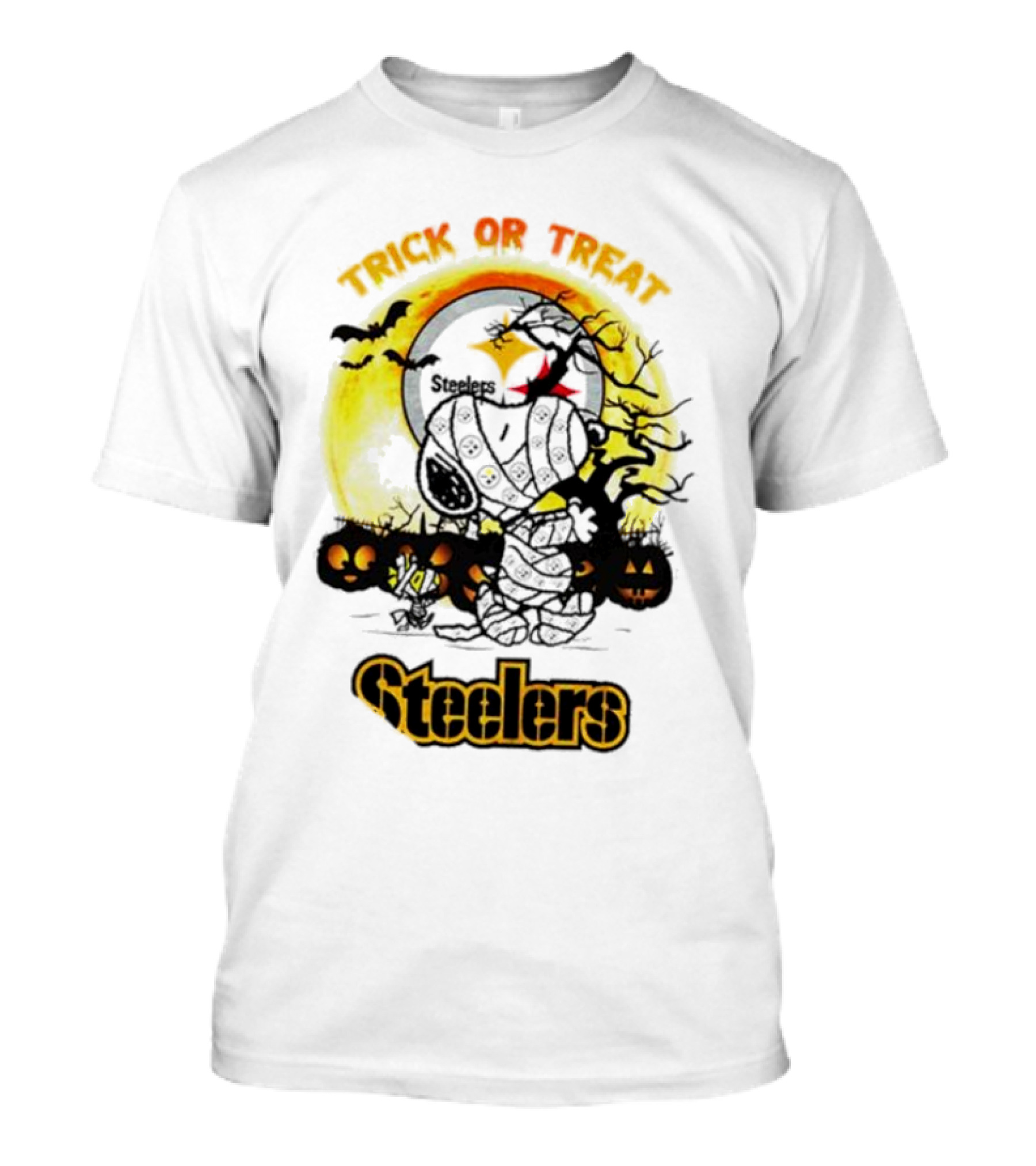 Pittsburgh Steelers Mummy Snoopy Trick Or Treat Halloween Scene T-Shirt