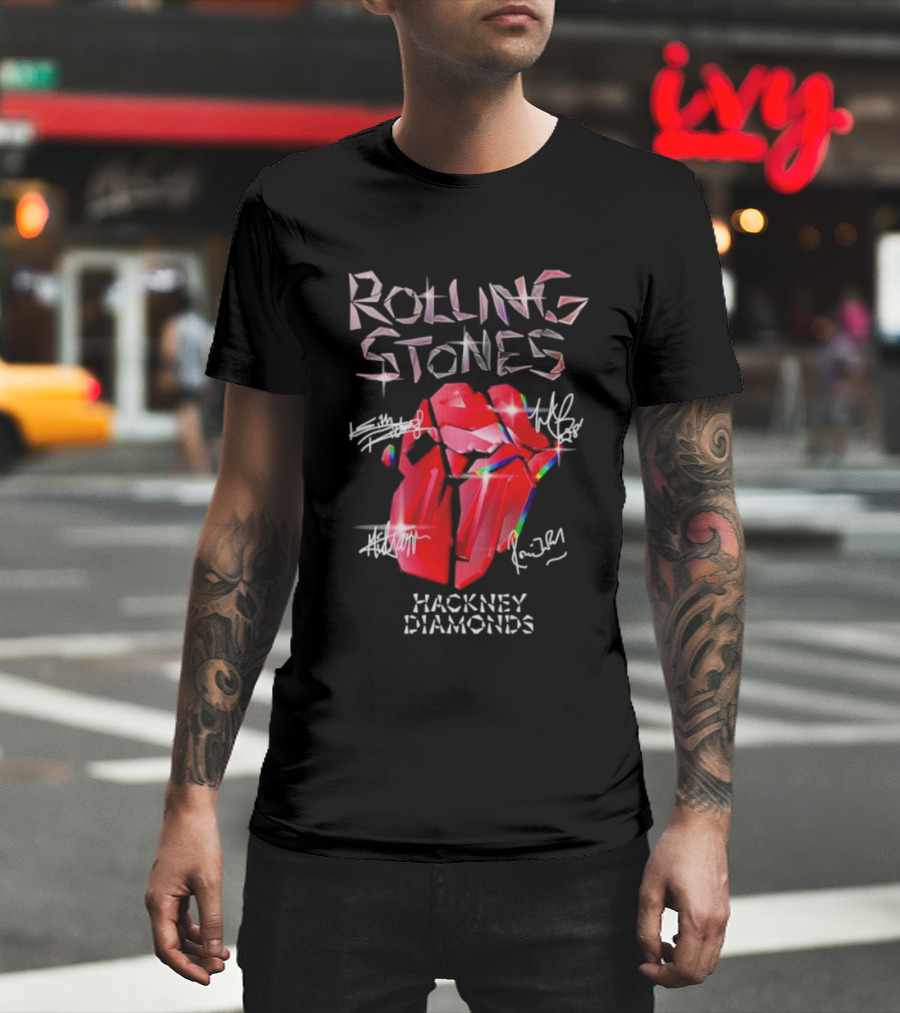 Rolling Stones Hackney Diamonds Signatures Red Tongue T-Shirt