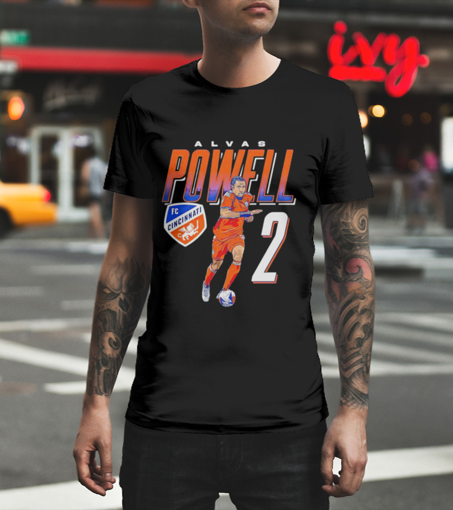 ALVAS POWELL FC Cincinnati Run Soccer Number 2 T-Shirt
