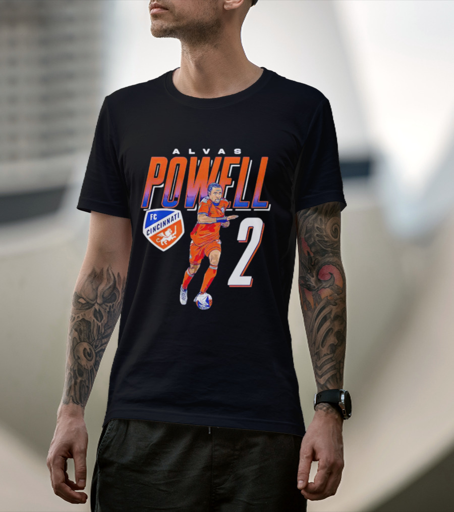 ALVAS POWELL FC Cincinnati Run Soccer Number 2 T-Shirt