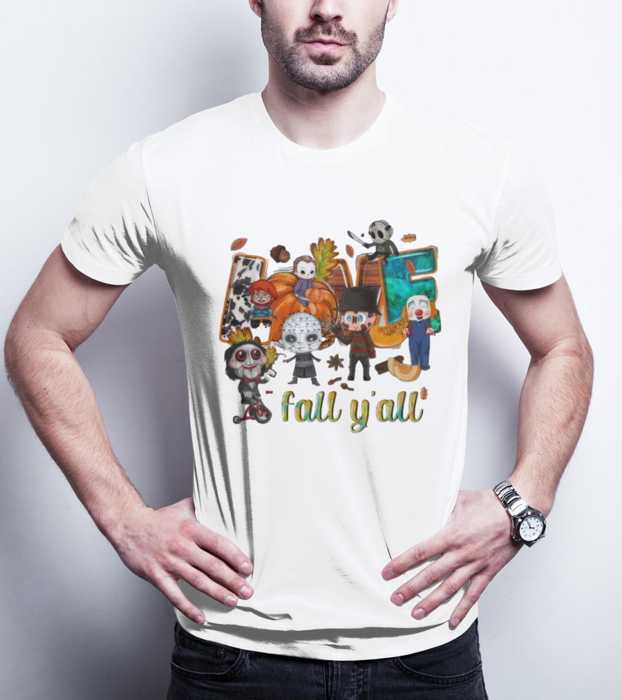 Love Fall Y’all Horror Characters Halloween T-Shirt
