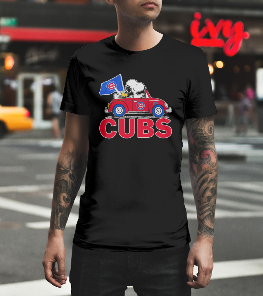 Snoopy Woodstock Chicago Cubs Car Adventure T-Shirt