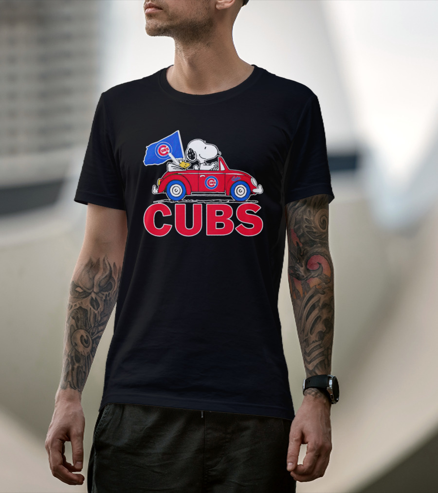 Snoopy Woodstock Chicago Cubs Car Adventure T-Shirt
