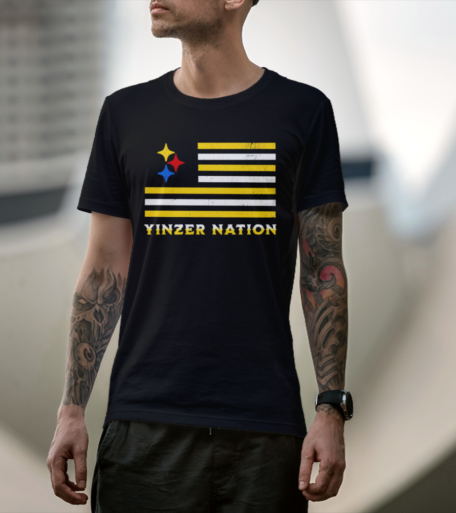 Yinzer Nation Steelers Flag T-Shirt