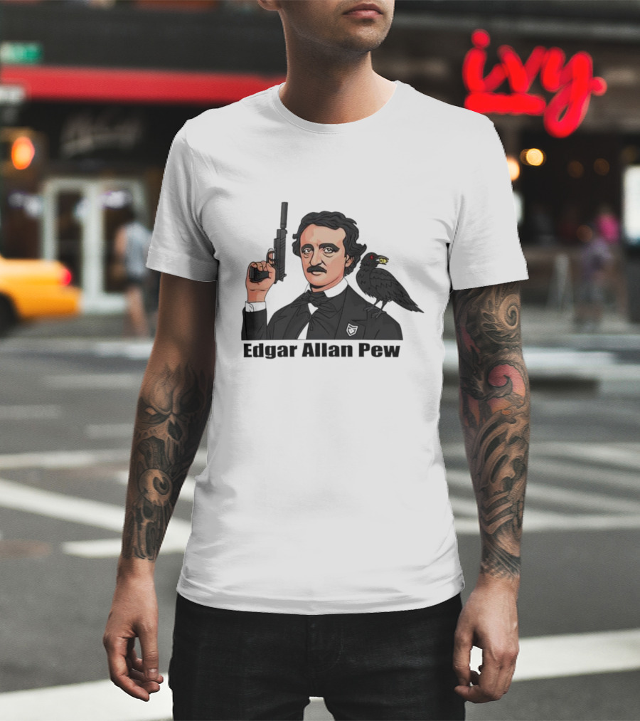 Edgar Allan Pew Raven Gun T-Shirt