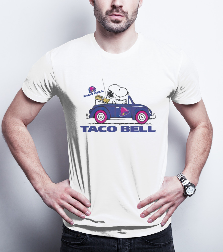 Snoopy And Woodstock Driving Taco Bell Car T-Shirt