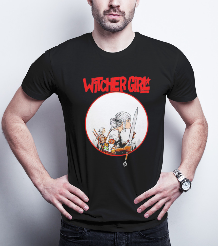 Witcher Girl Sword Arts Iconic Fantasy Character Scene T-Shirt