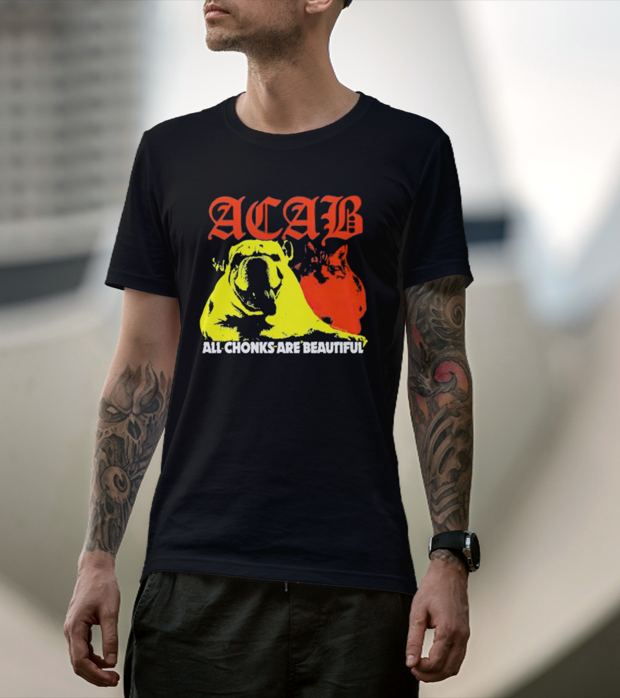 ACAB Bulldog All Chonks Are Beautiful Yellow Red T-Shirt
