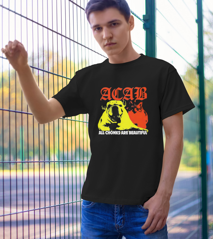 ACAB Bulldog All Chonks Are Beautiful Yellow Red T-Shirt