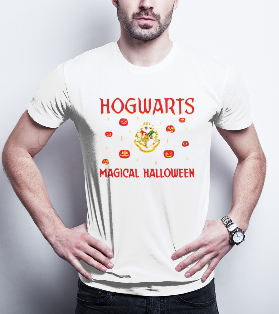 Hogwarts Magical Halloween With Crest And Pumpkins T-Shirt