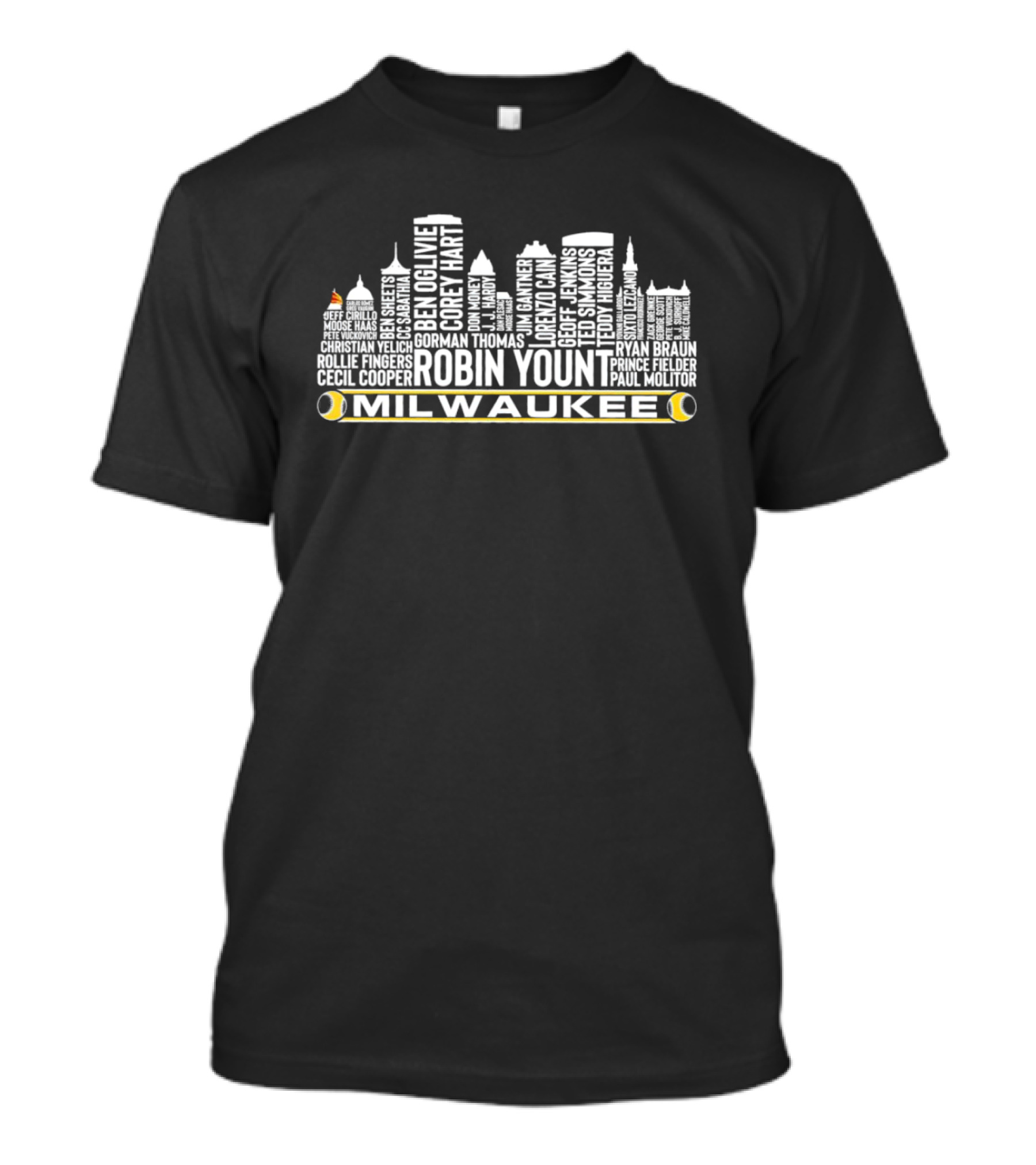 Milwaukee Robin Yount Paul Molitor Ryan Braun Skyline T-Shirt