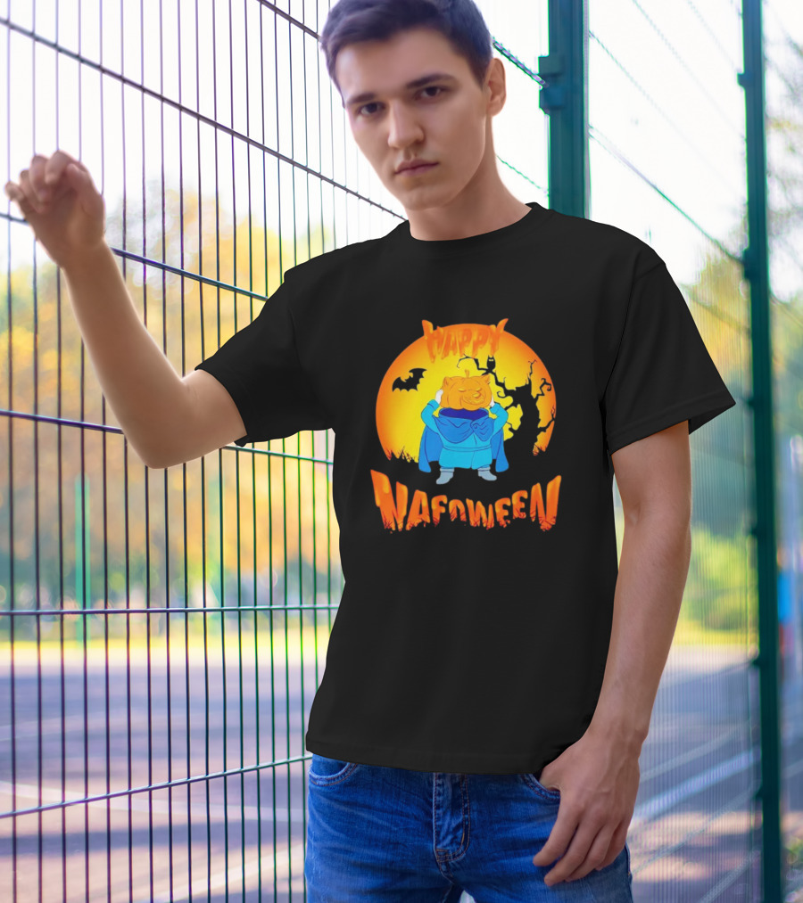 Happy NAFOween Pumpkin Rider With Spooky Moon And Bat T-Shirt